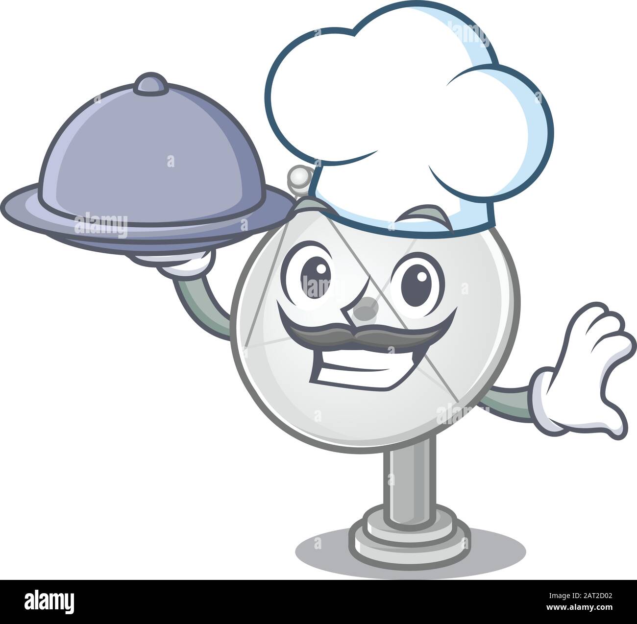 cartoon design of satellite dish as a Chef having food on tray Stock ...