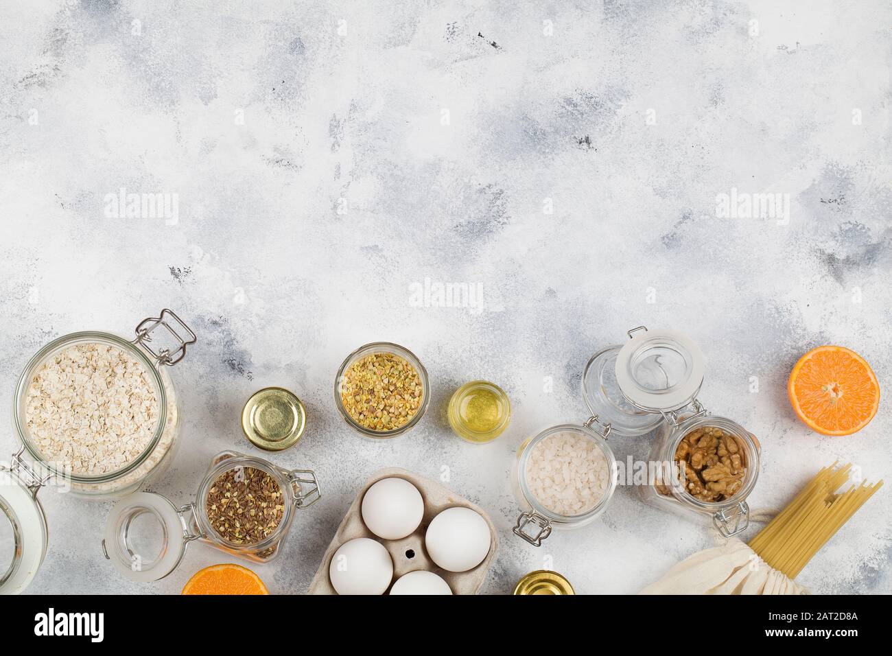 zero waste food shopping. view of open jars with naturally food eco ...