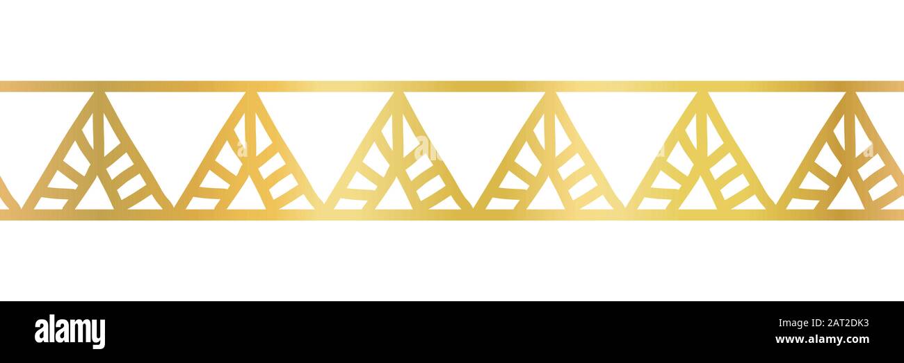 Gold foil triangles seamless vector border. Golden metallic triangle ...