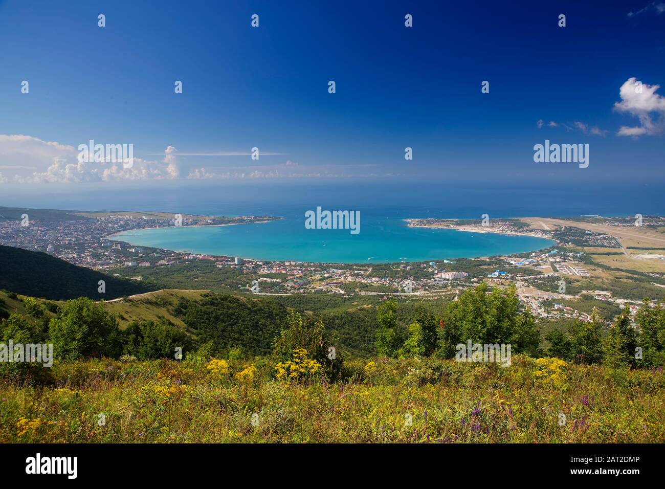 panorama of the resort city of Gelendzhik from the top of the Markoth ...