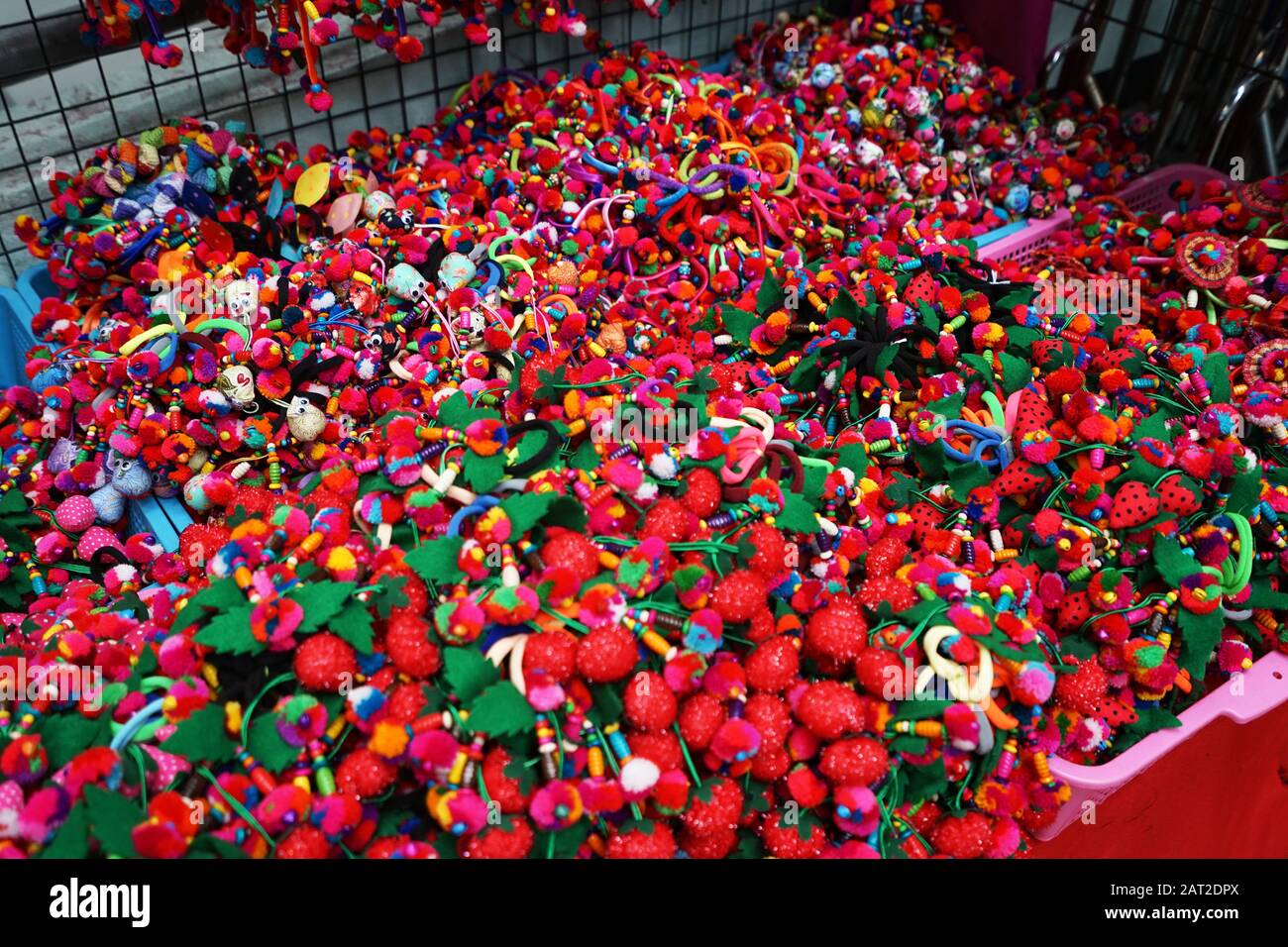 Stacks of colorful Thai hill tribe keychain and souvenir gifts Stock ...