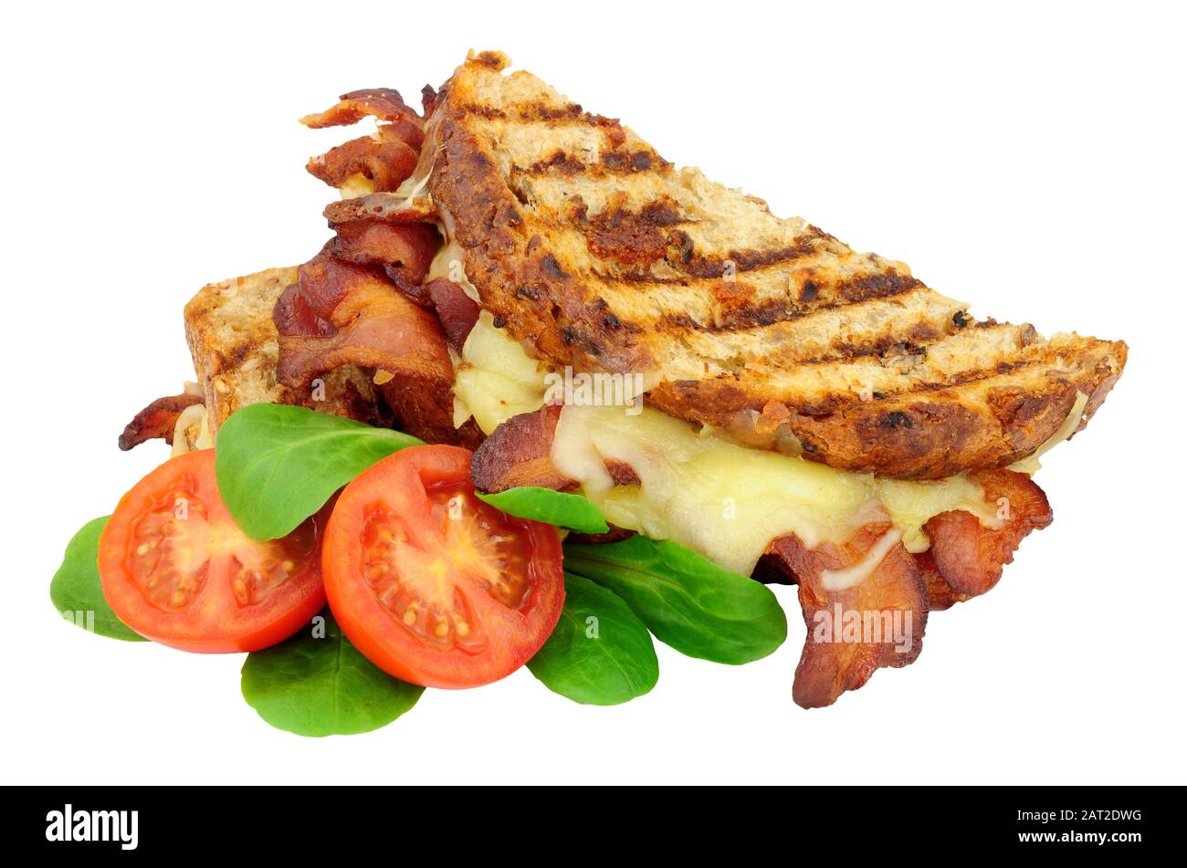 Bacon and cheese toasted sandwich isolated on a white background Stock ...