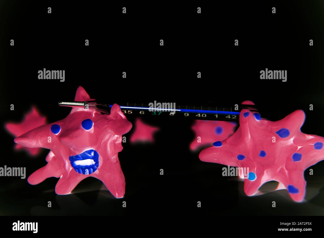 Microbes made from Play Clay. Abstract photo of the spread of the virus ...