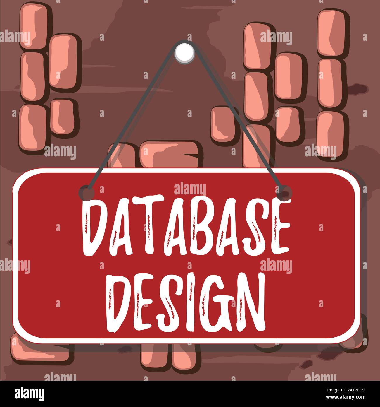 Word writing text Database Design. Business photo showcasing organisation of data according to a ...