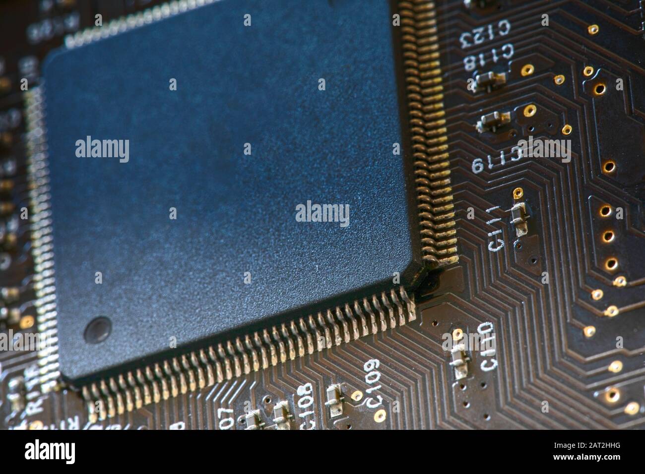 Electronic computer hardware technology. Photo of electric component ...