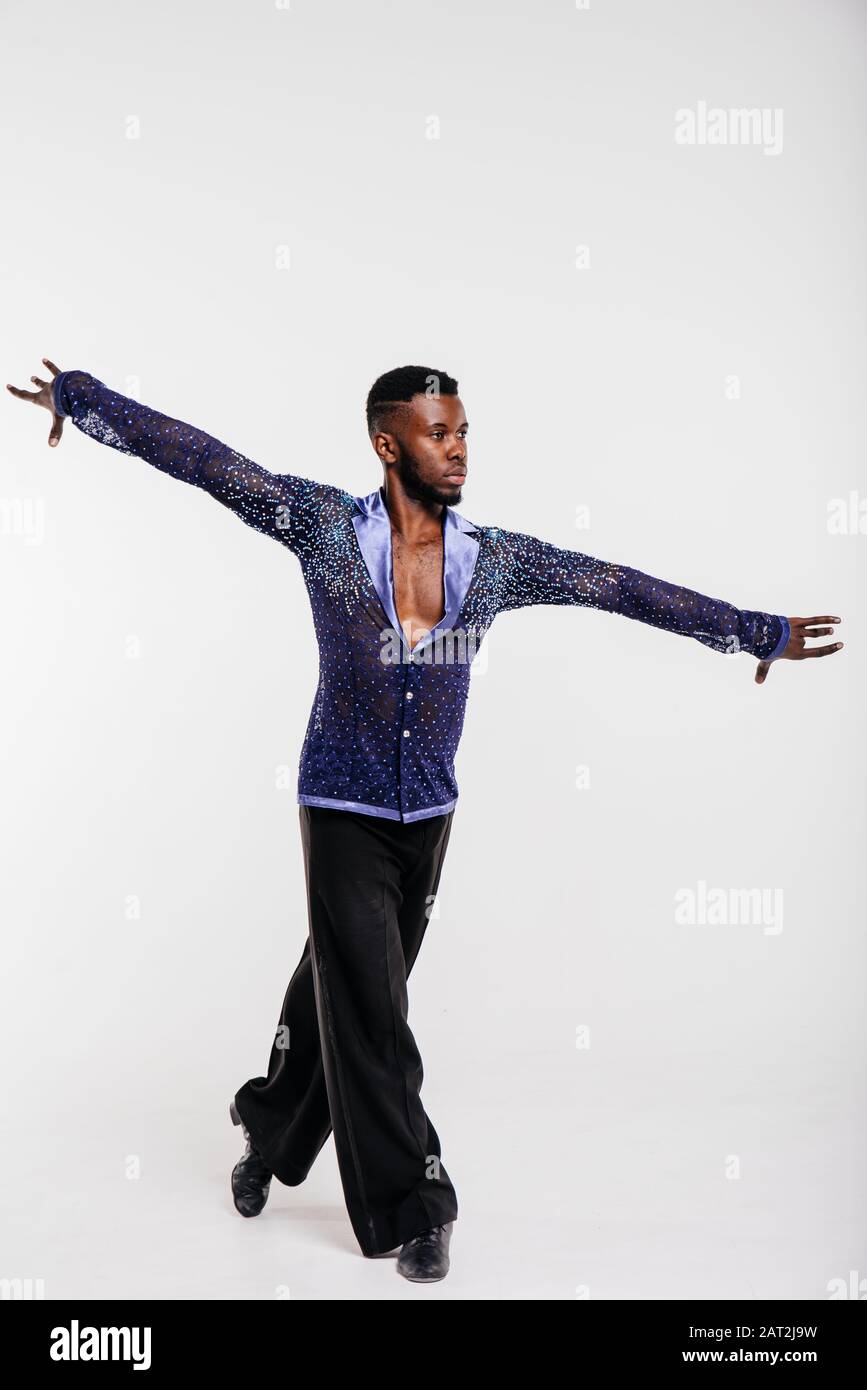 Afro american dancer on white background. Man are dancing. Dance school ...
