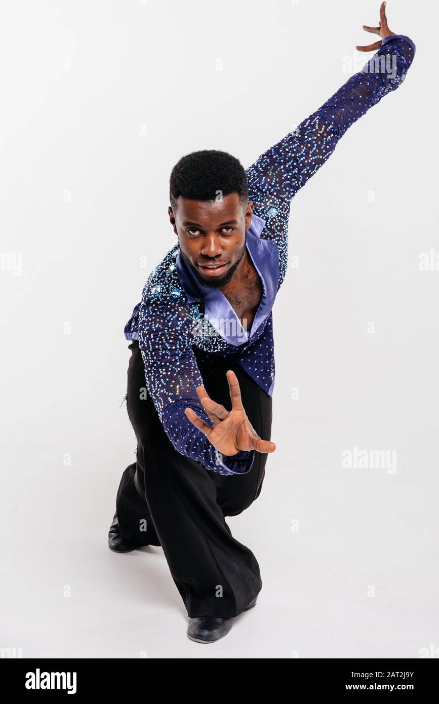 Afro american dancer on white background. Man are dancing. Dance school ...