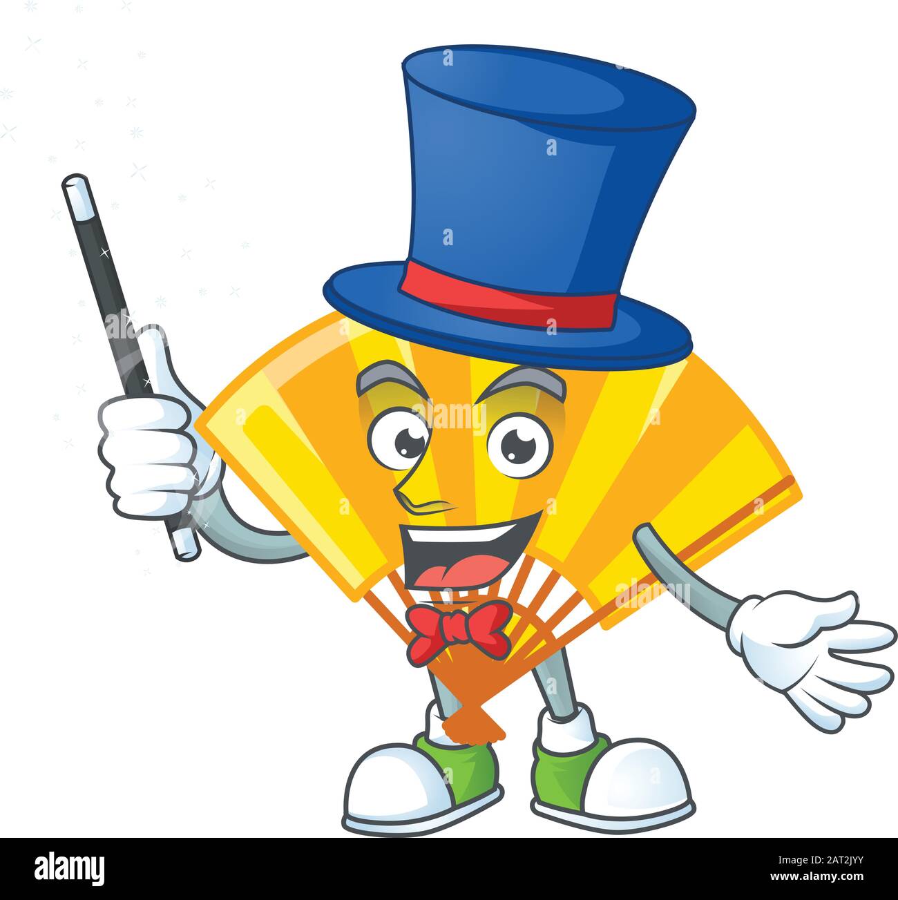 A picture of gold chinese folding fan performance as a Magician Stock ...