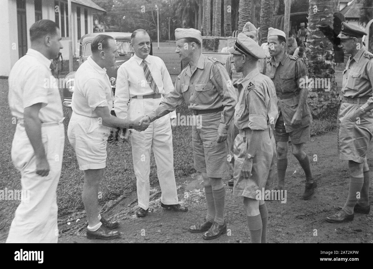 Visit Major General Sas to Medan Major General Sas shakes the hand of a ...