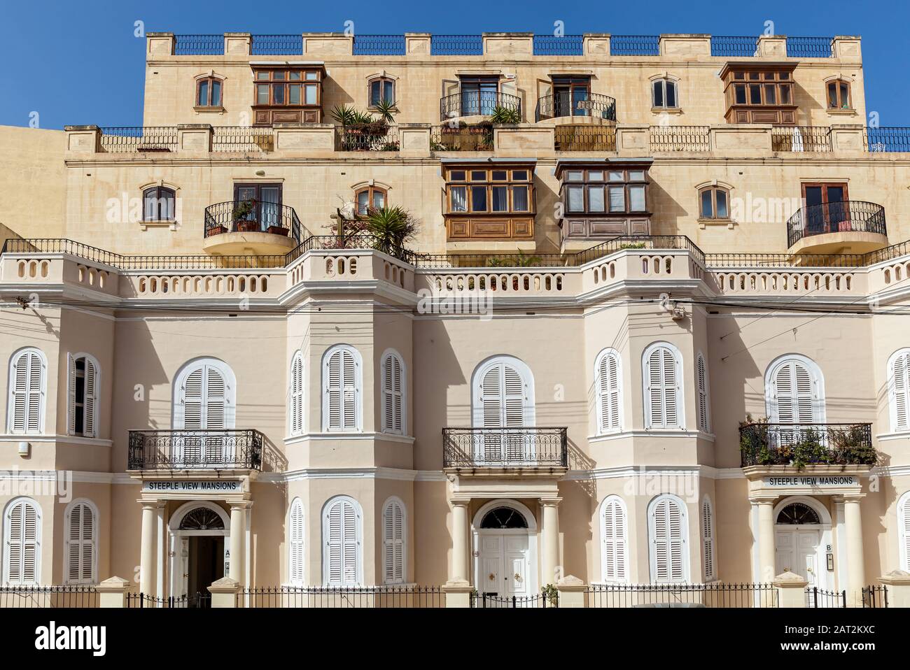 Architecture of Malta, the facade of the house with colorful wooden ...
