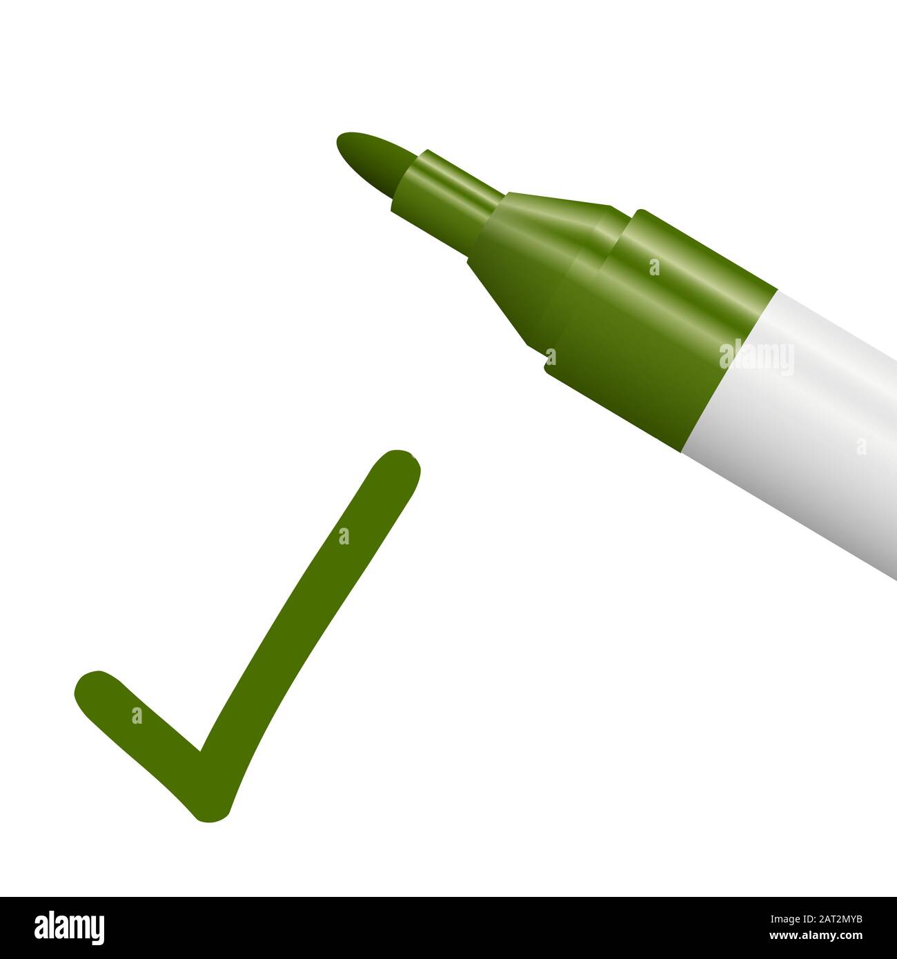 green pencil with green check mark isolated on white background ...