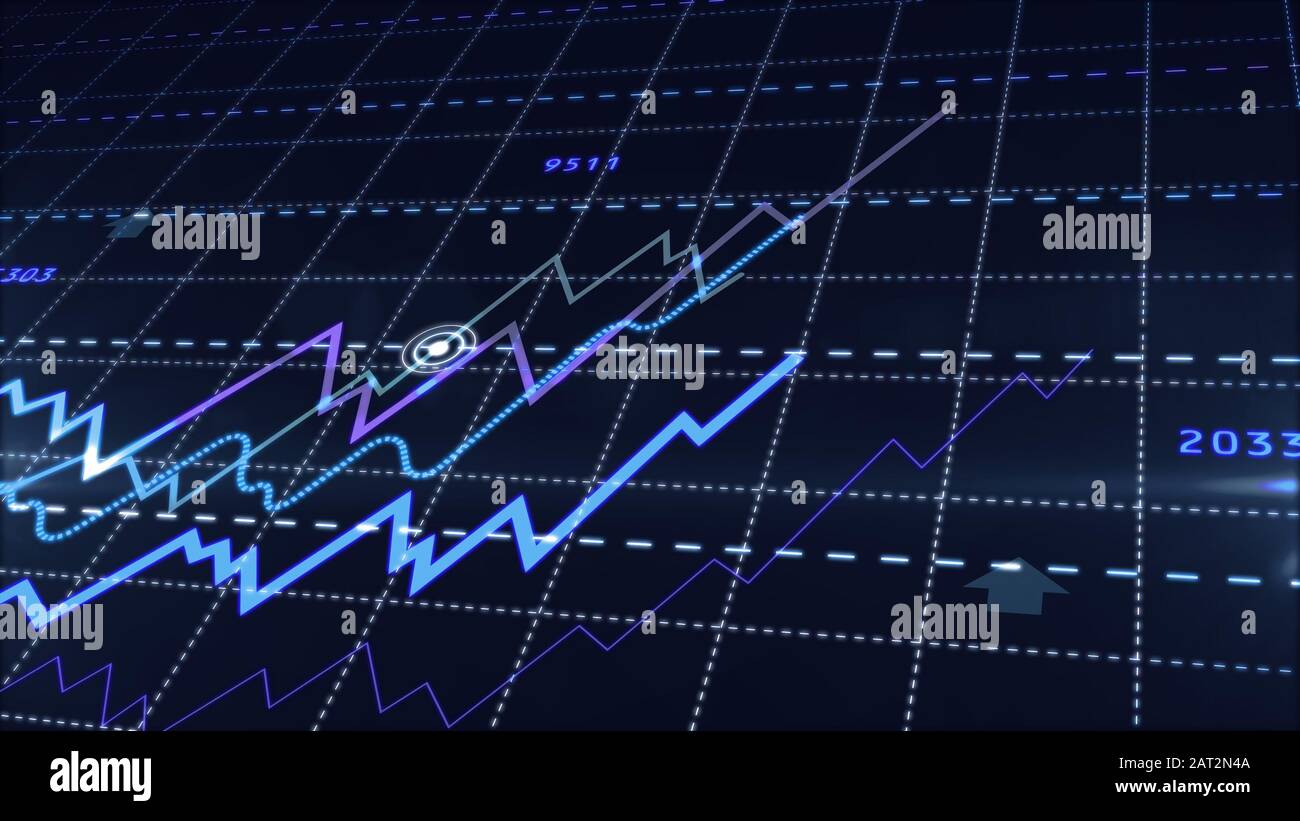 Growth up stock markets chart 3d illustration. Success, rising business ...