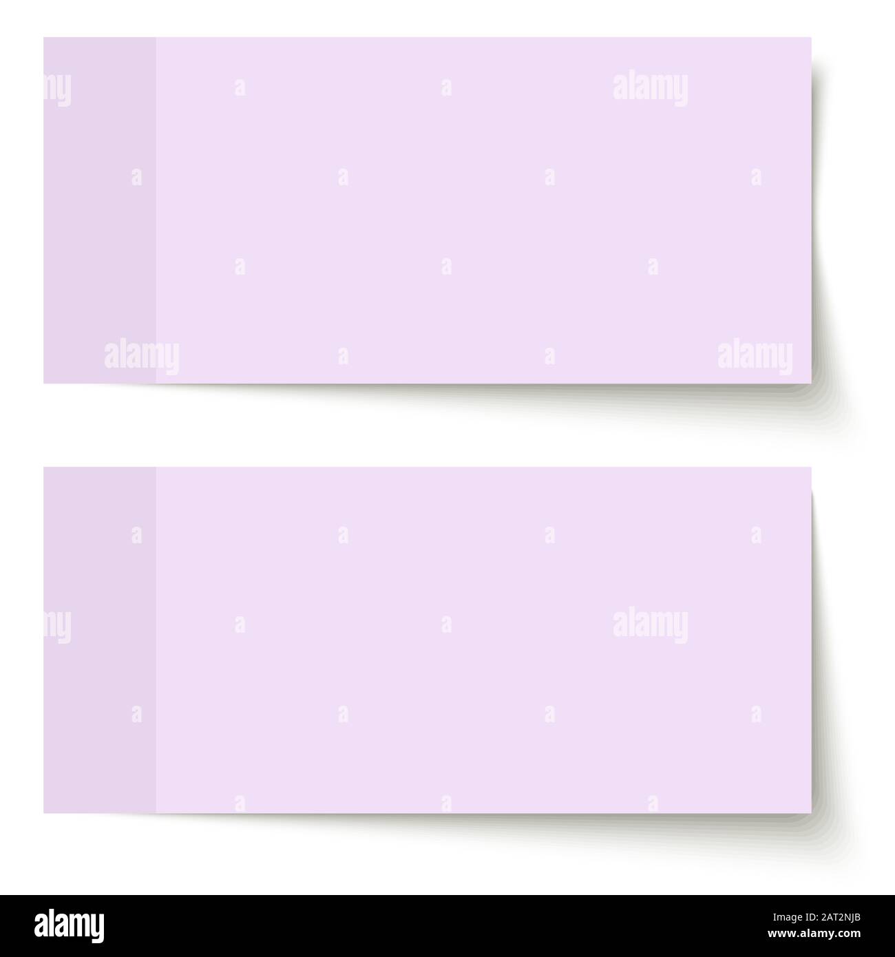 two different sticky papers with shadow colored purple on white ...