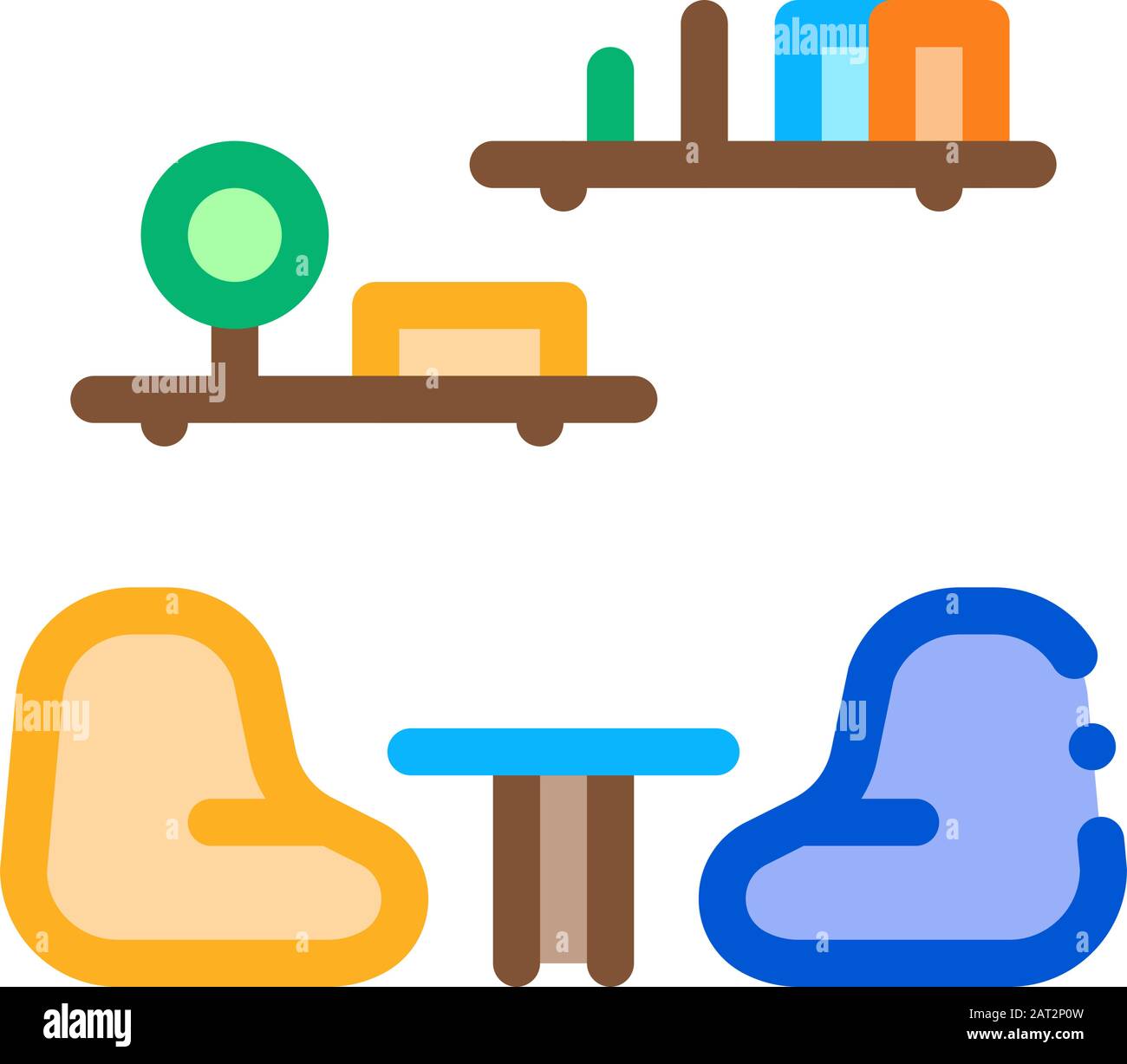 Lounge with Chairs Icon Vector Outline Illustration Stock Vector Image ...