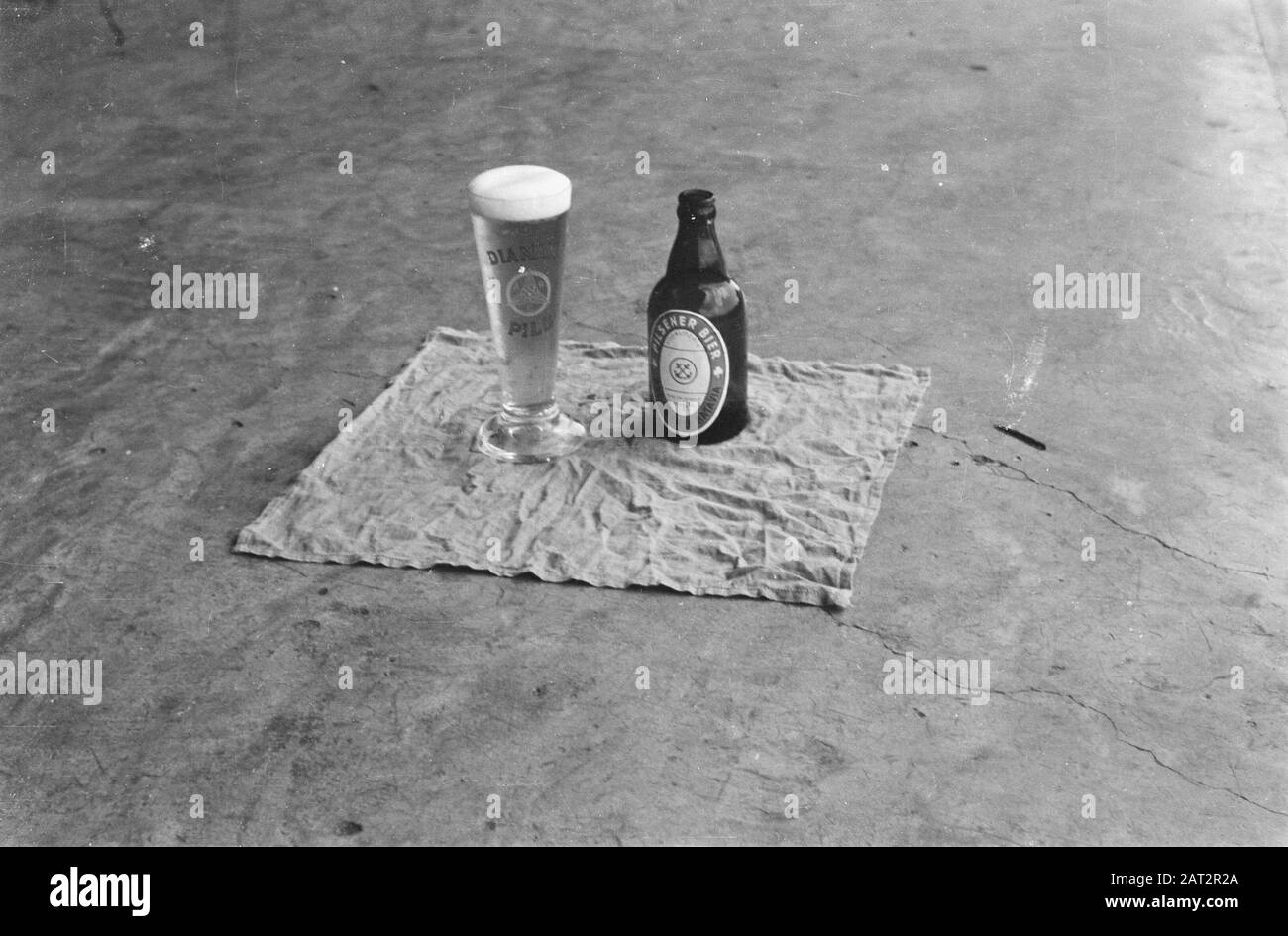 Opening of the brewery in the Lower Town of Batavia Glass and bottle of ...