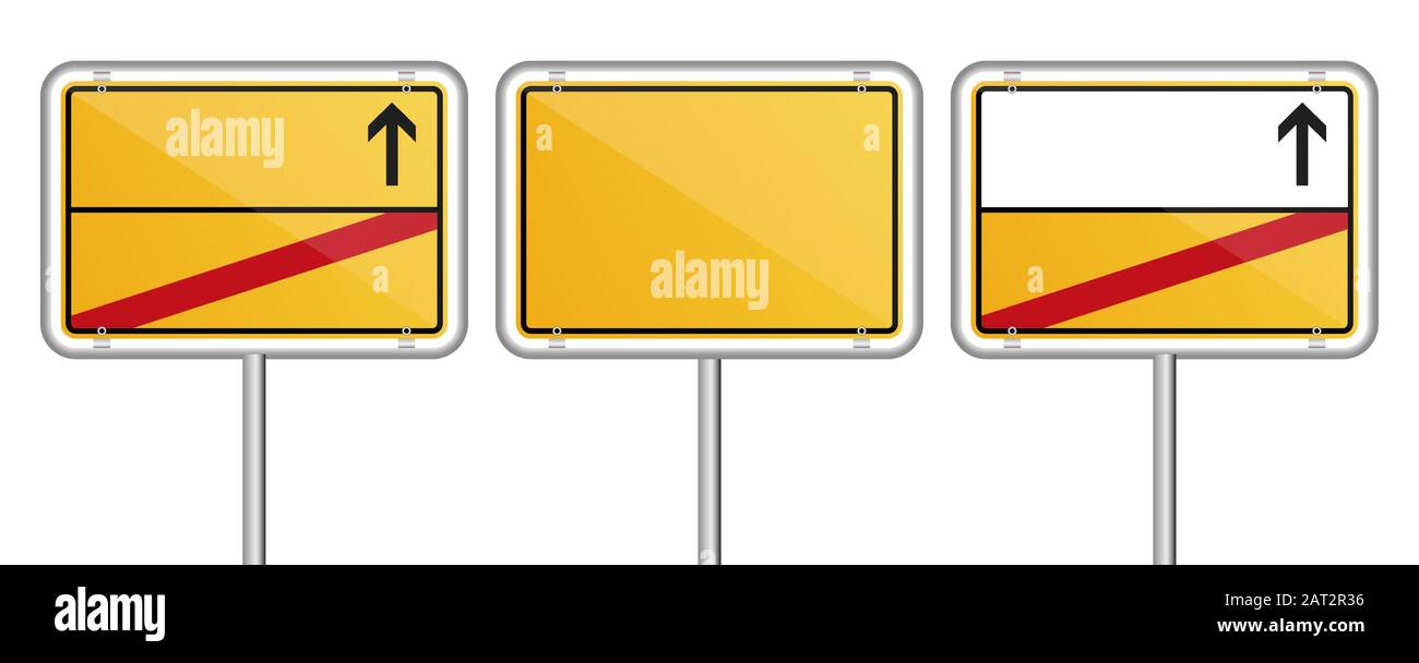 german town sign collection colored yellow with free copy space in ...