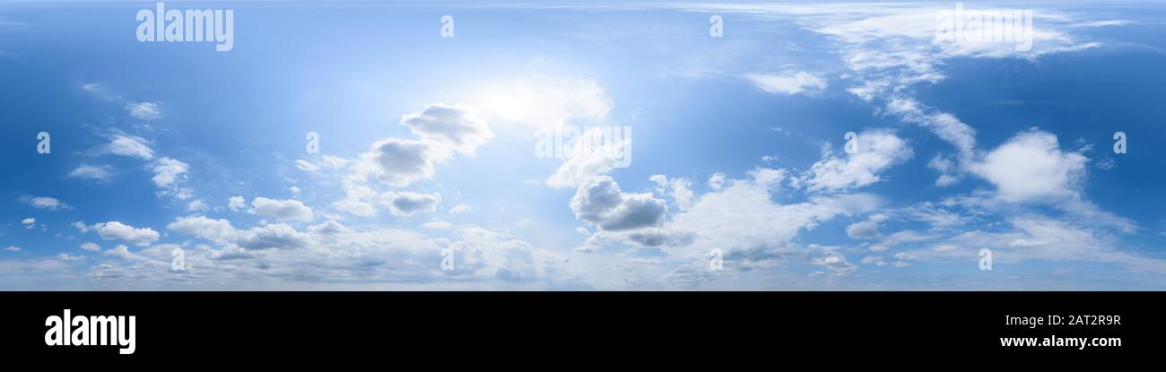 Seamless panorama with blue sky 360-degree view and beautiful clouds ...