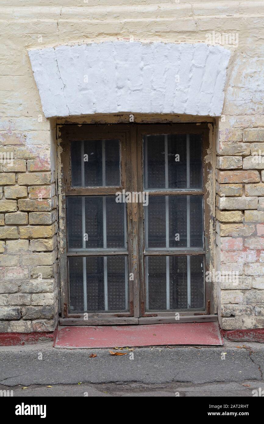 Old wooden window of the basement. Architecture Stock Photo - Alamy