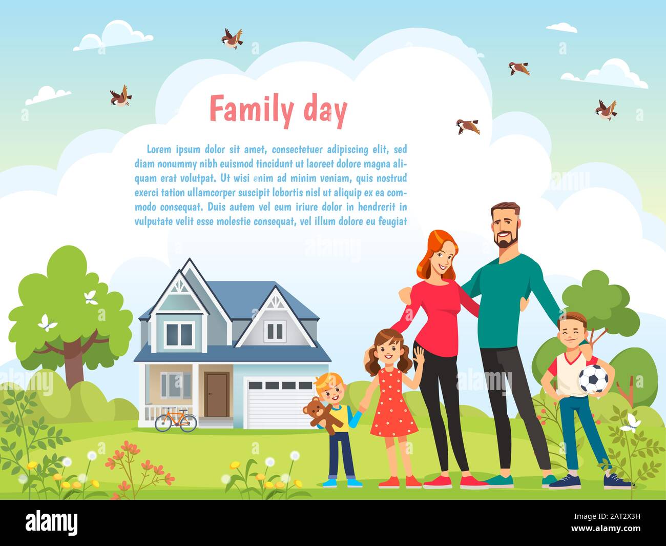 Happy father day, mother day, family holiday daughter and sons hold dad ...