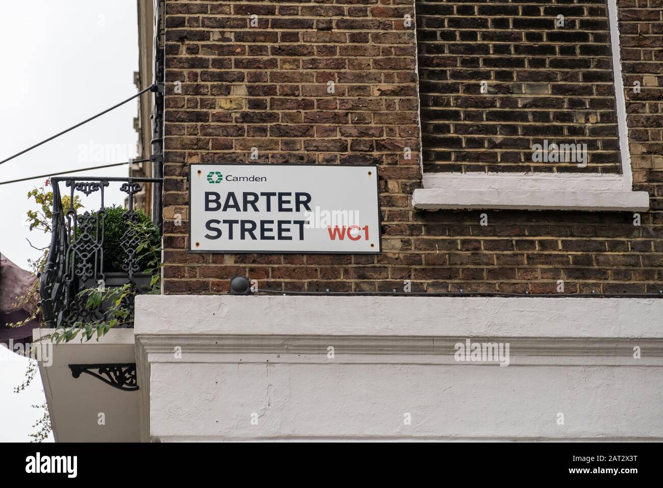 Barter Street name sign, London Borough of Camden, UK. A street name ...