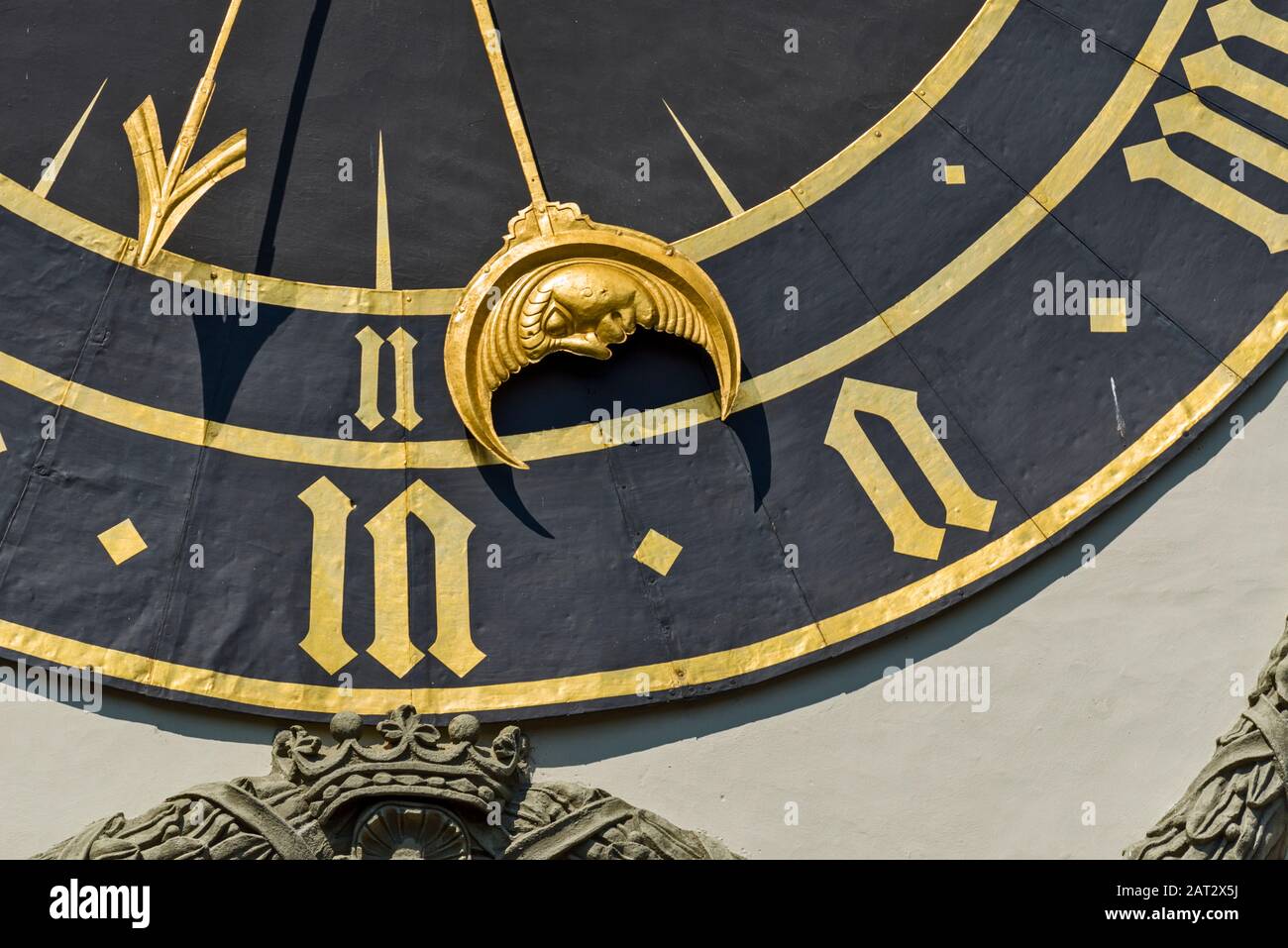 The eastern clockface of the Zytglogge medieval tower in Bern ...