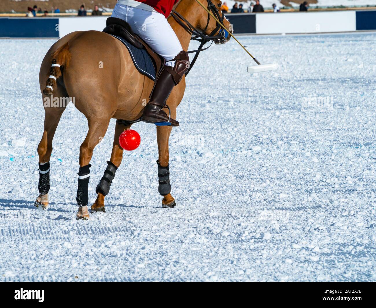 In game action of snow polo Stock Photo - Alamy