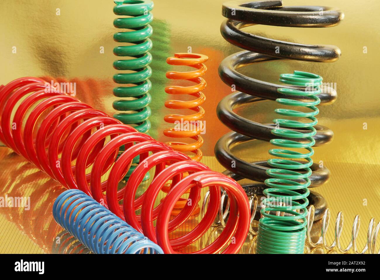 new metal springs texture background Stock Photo - Alamy