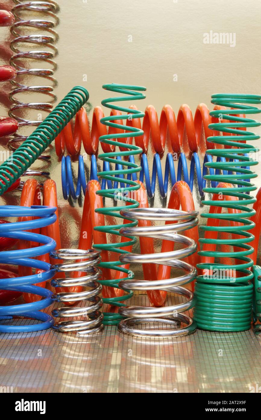 new metal springs texture background Stock Photo - Alamy