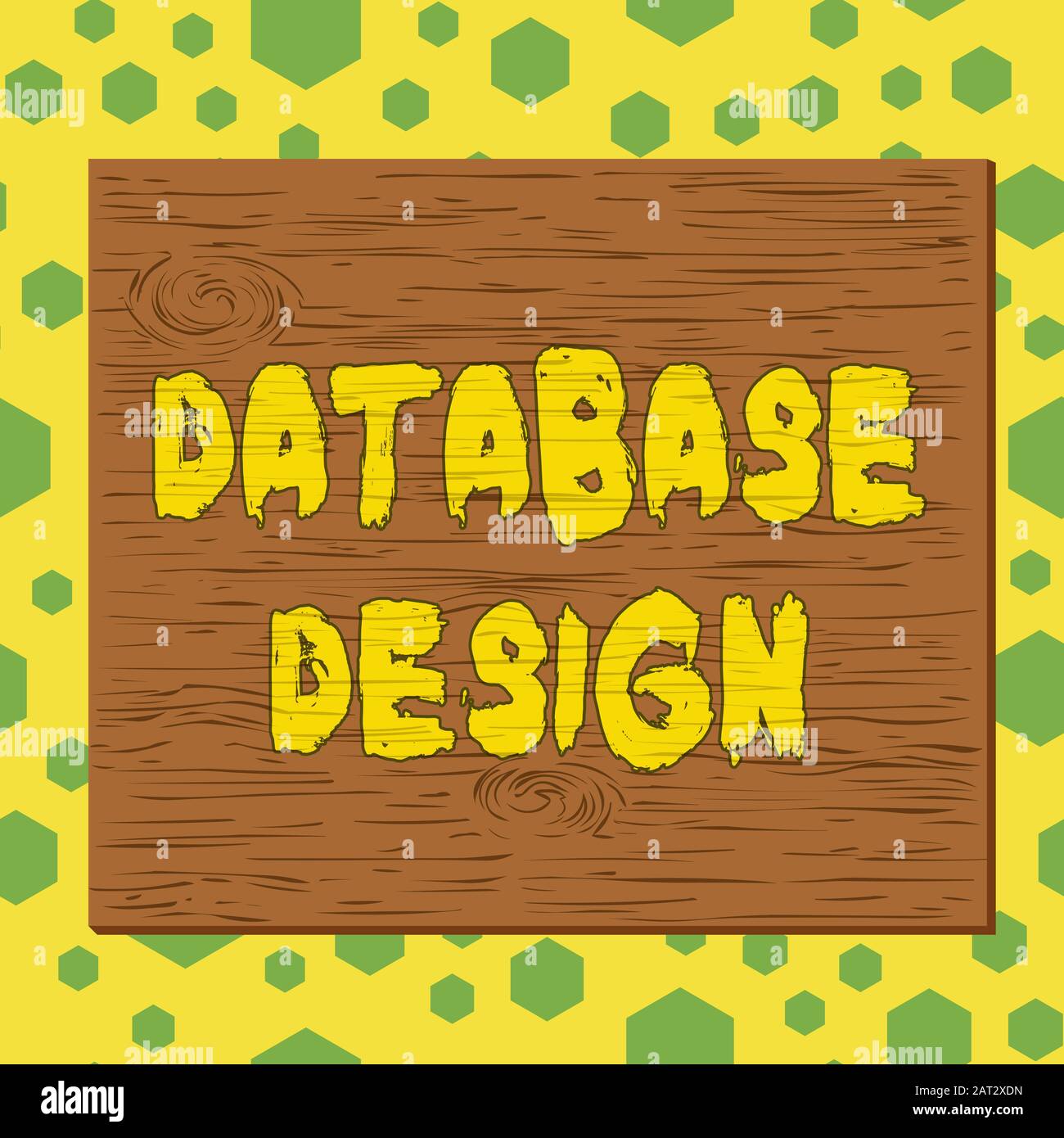 Text sign showing Database Design. Business photo showcasing organisation of data according to a ...