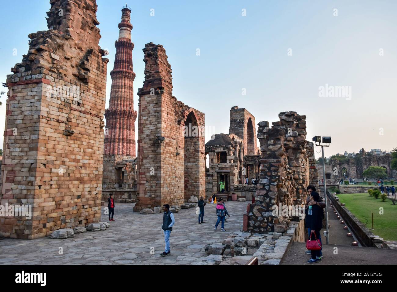 Delhi, India. 30th Jan, 2020. Visitors walk around the historic Qutub ...