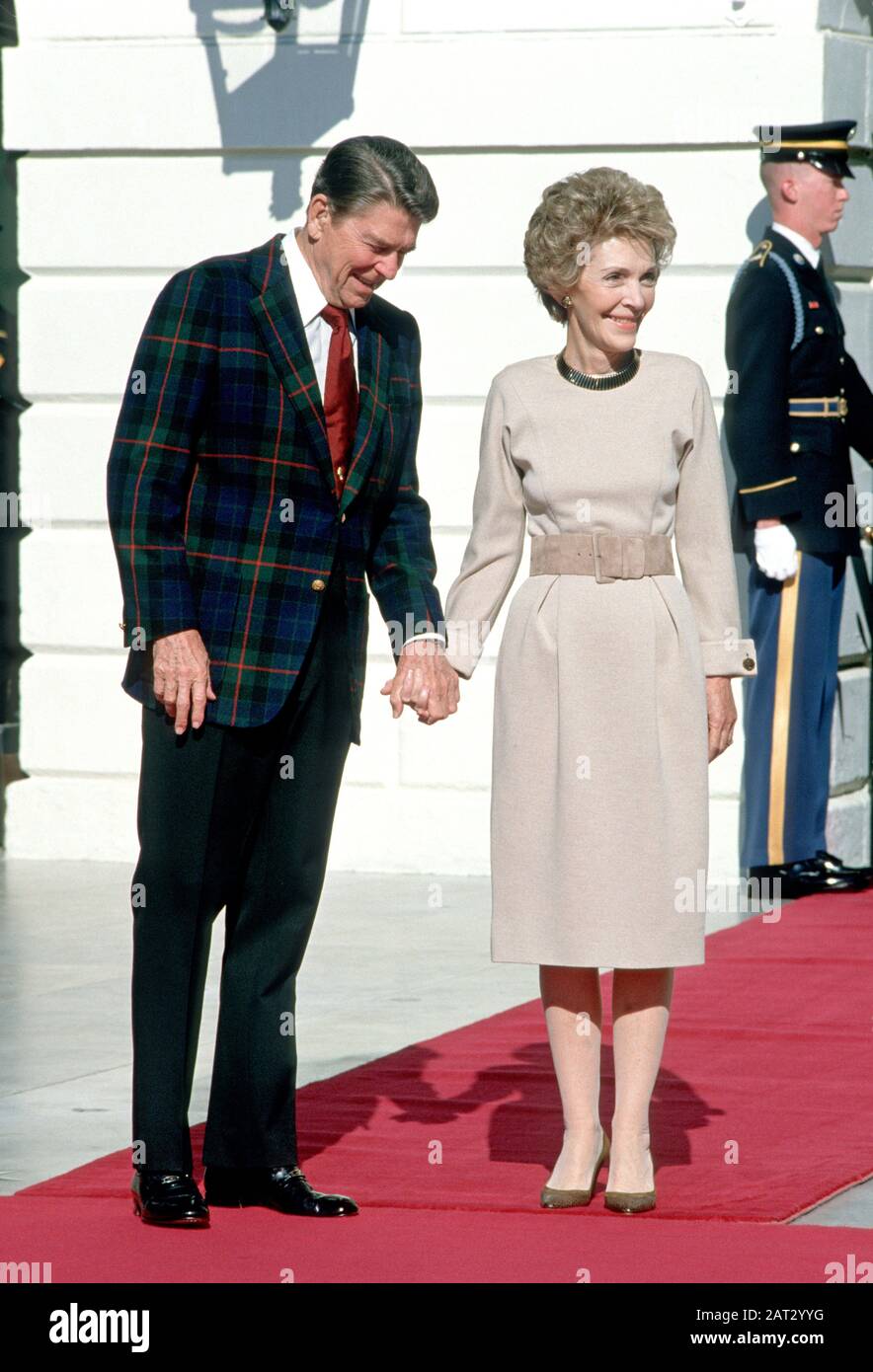 President Ronald Reagan and First Lady Nancy Reagan at The White House ...