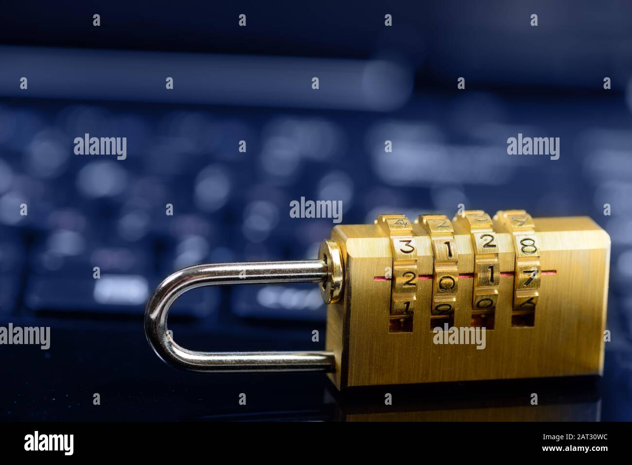 Cyber safety or security encryption concept, code numbers pad lock on ...
