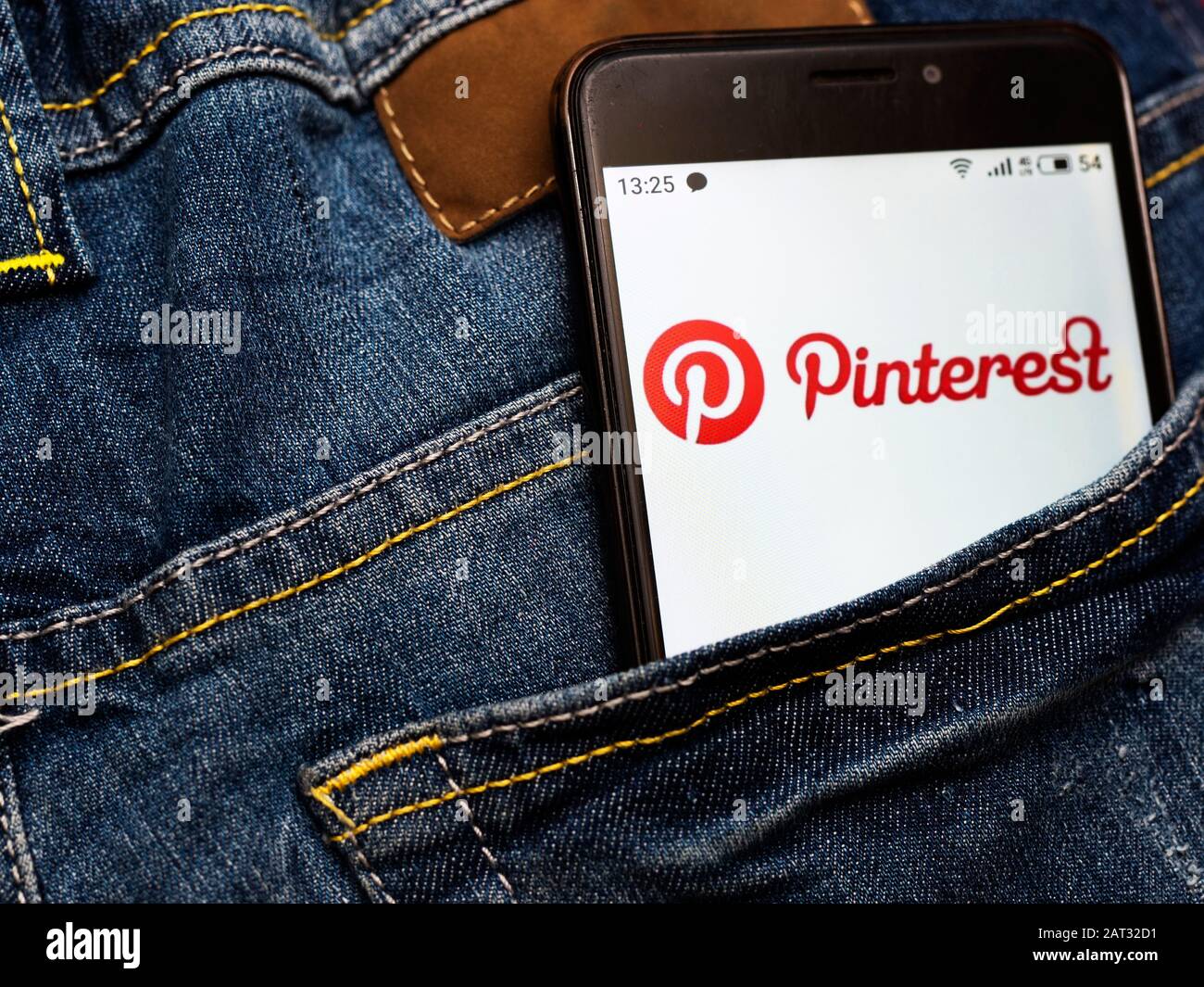 In this photo illustration a Pinterest social network logo seen ...