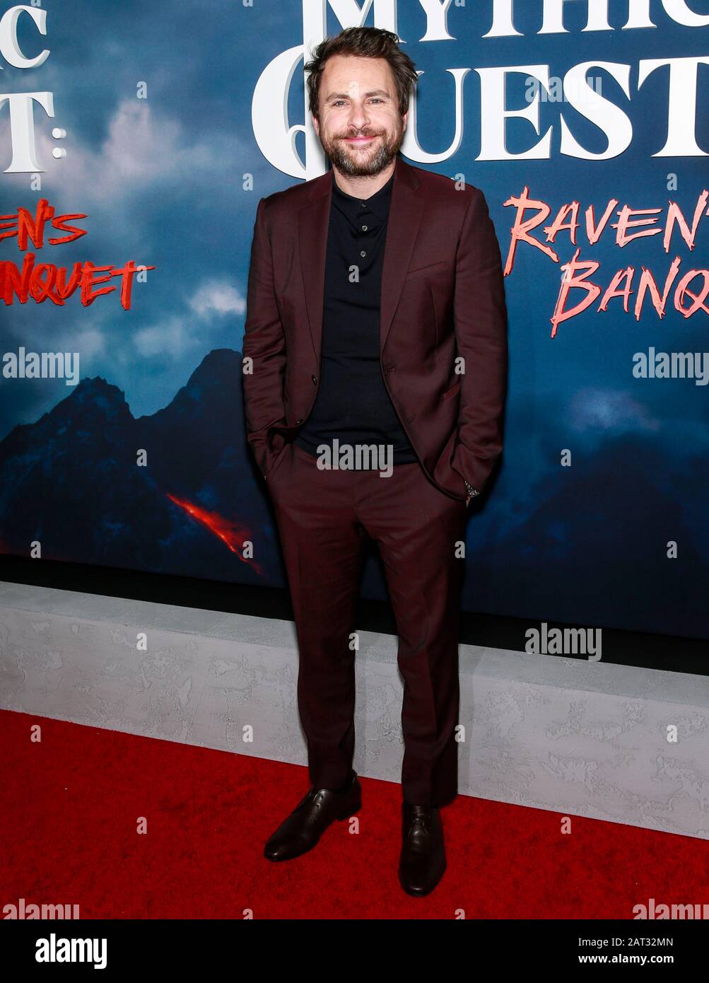 Los Angeles, CA - January 29, 2020: Charlie Day attends the premiere of ...