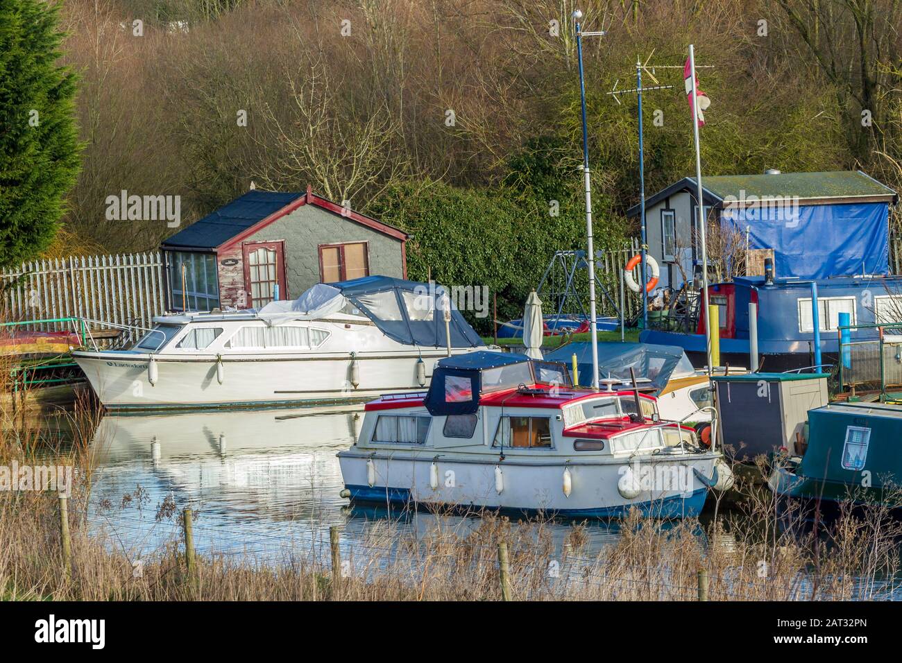 Nortampton boat club on a bright sunny winters morning, Nene Valley ...