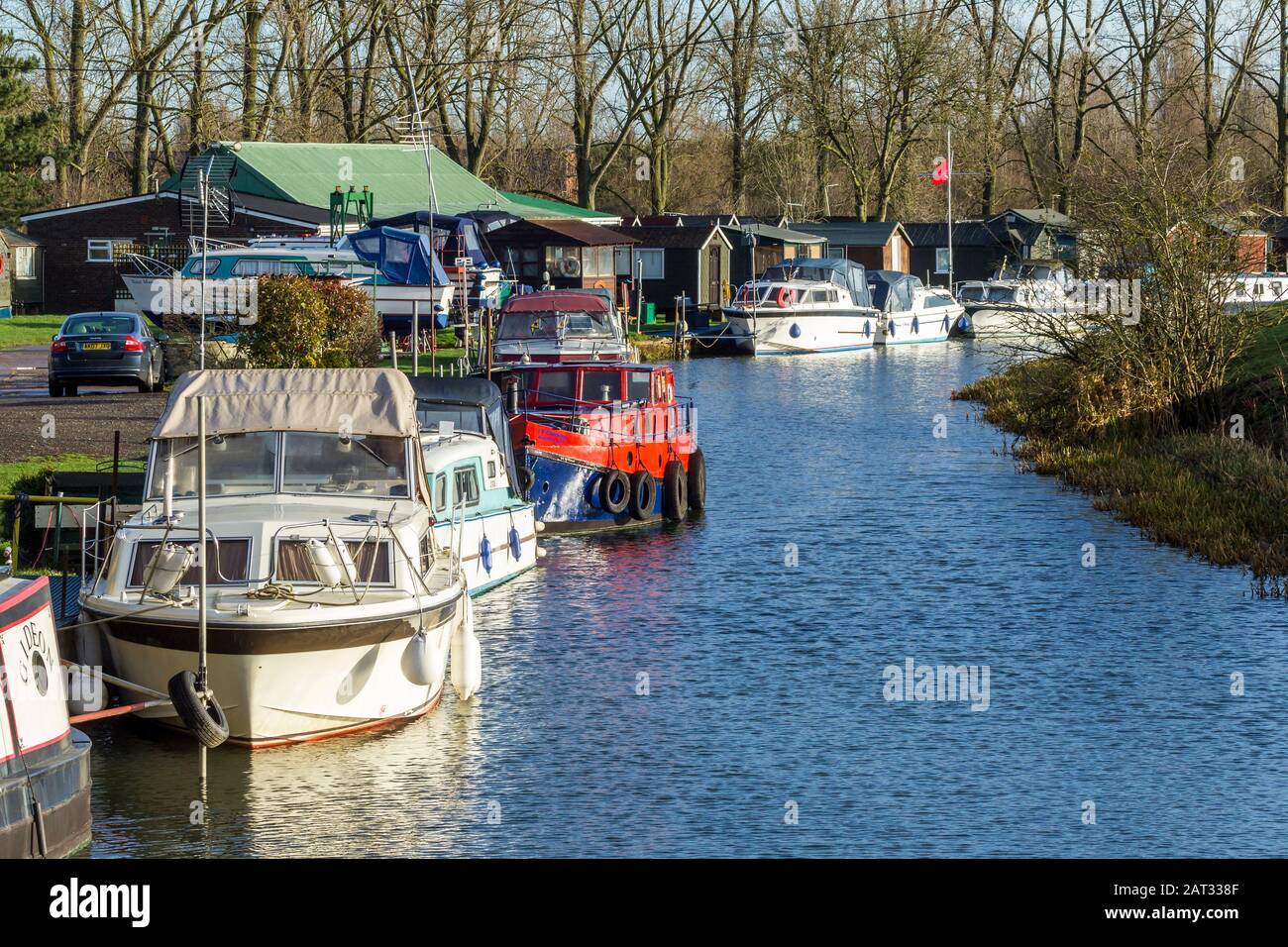Nortampton boat club on a bright sunny winters morning, Nene Valley ...