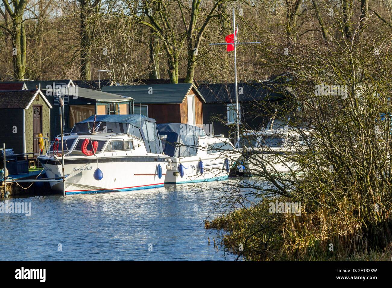 Nortampton boat club on a bright sunny winters morning, Nene Valley ...