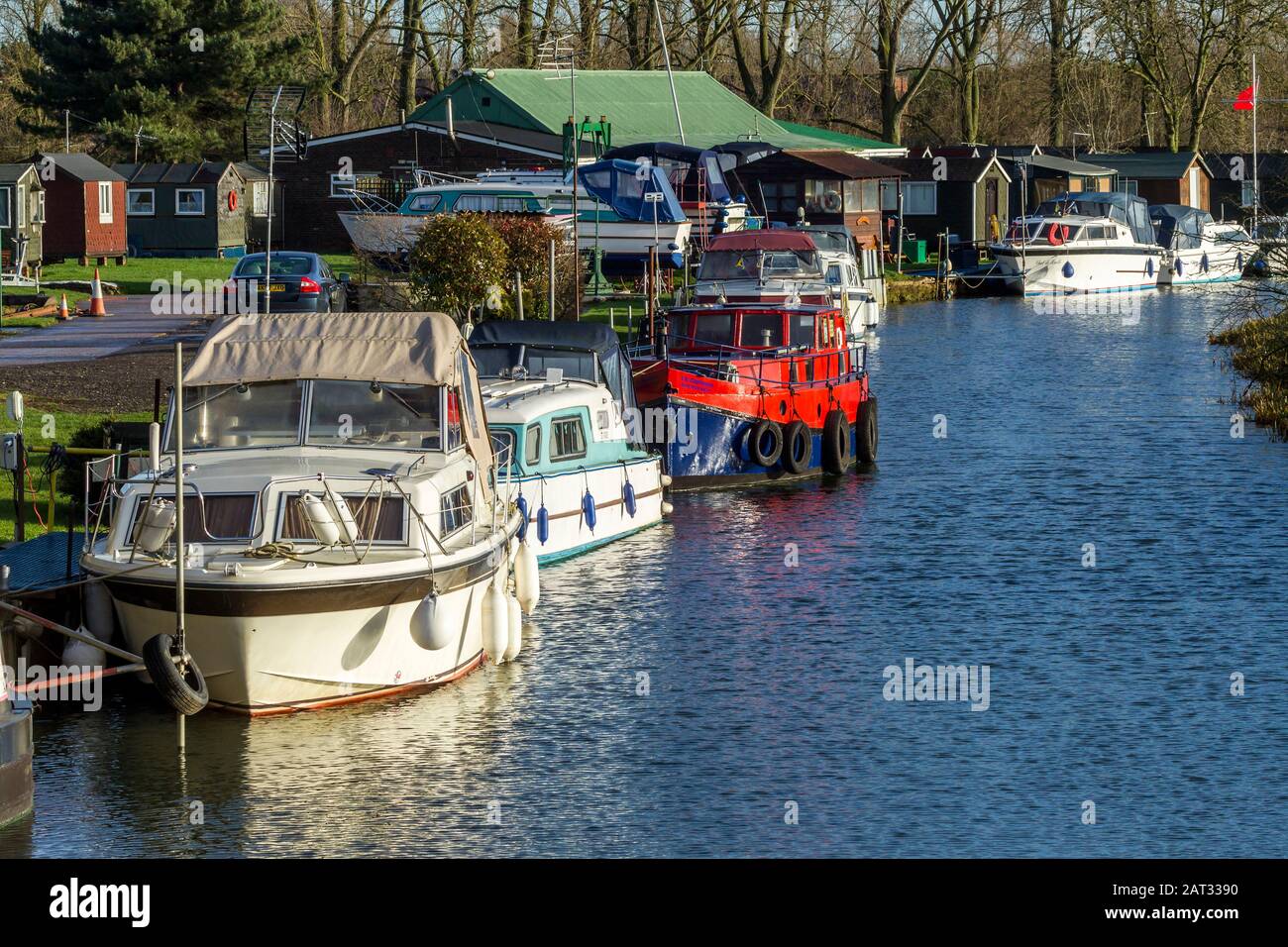 Nortampton boat club on a bright sunny winters morning, Nene Valley ...