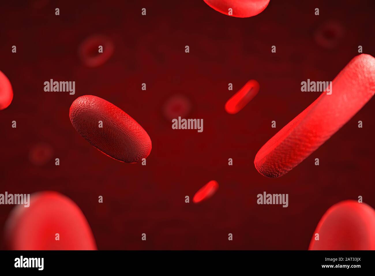 3d rendering of erythrocyte or red blood corpuscle. 3d illustration of ...