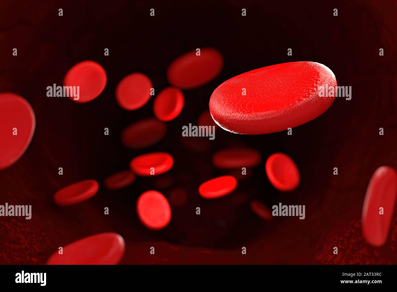 3d rendering of erythrocyte or red blood corpuscle. 3d illustration of ...