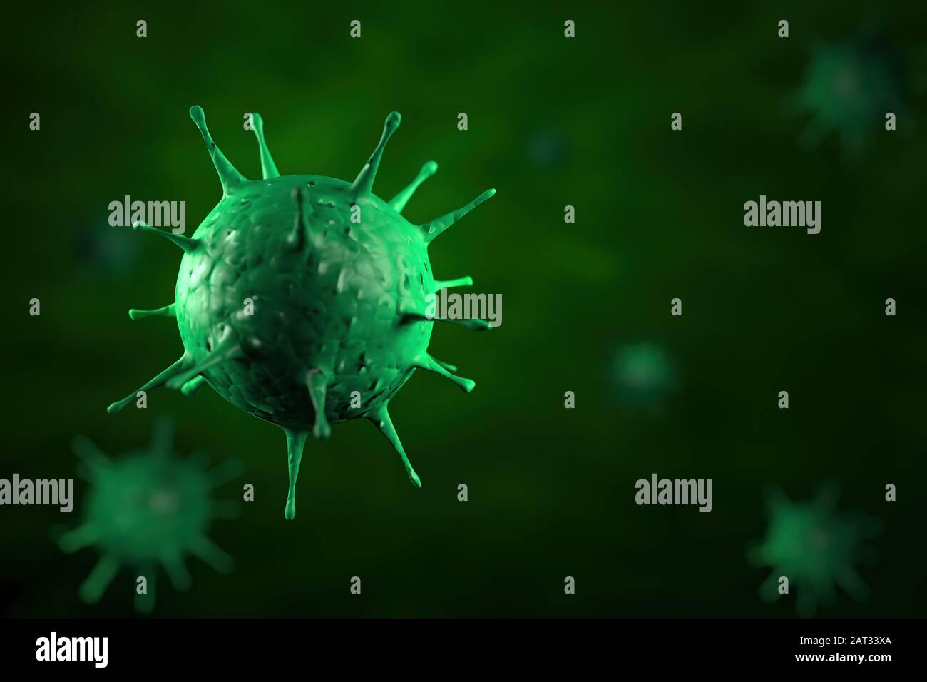 3d rendering Microscope virus close up. 3d illustration viruses causing ...