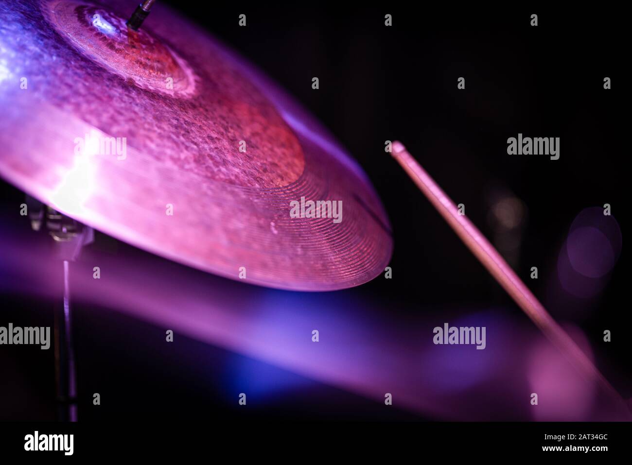 Drumstick hitting cymbal Stock Photo - Alamy