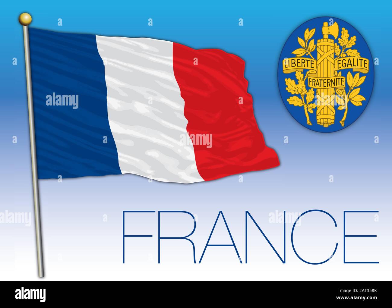 France official national flag and coat of arms, European Union, vector ...