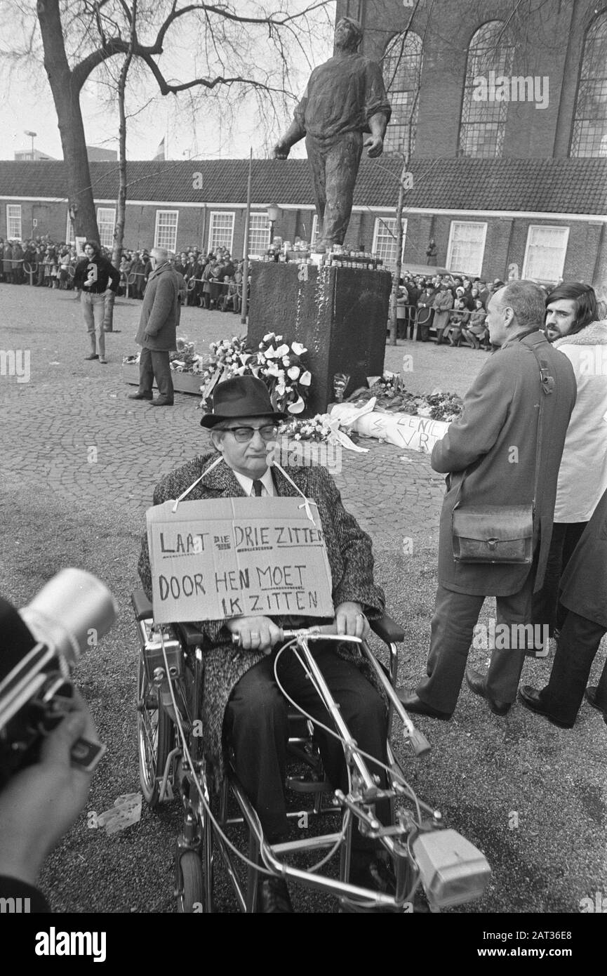 Commemoration February strike; disabled with protest board Date ...