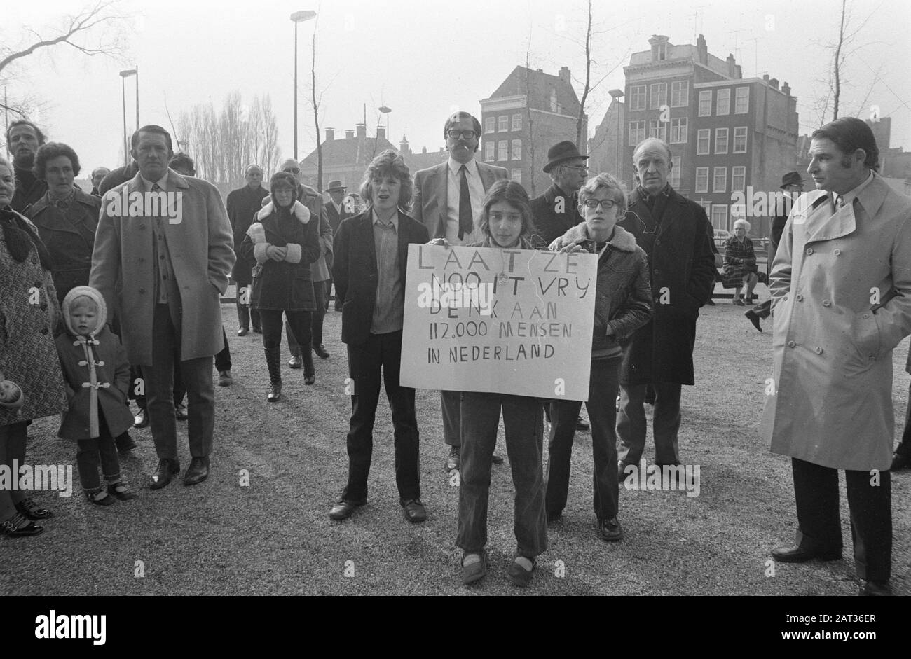 Commemoration February strike; procession with protest signs at docks ...