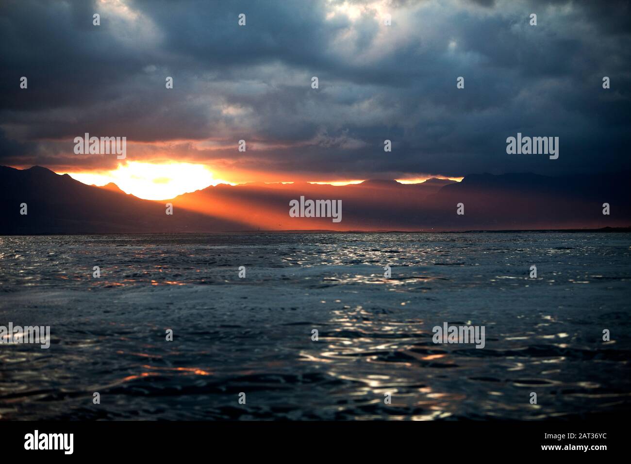 Sunset on Cape Peninsula in False Bay, South Africa Stock Photo - Alamy
