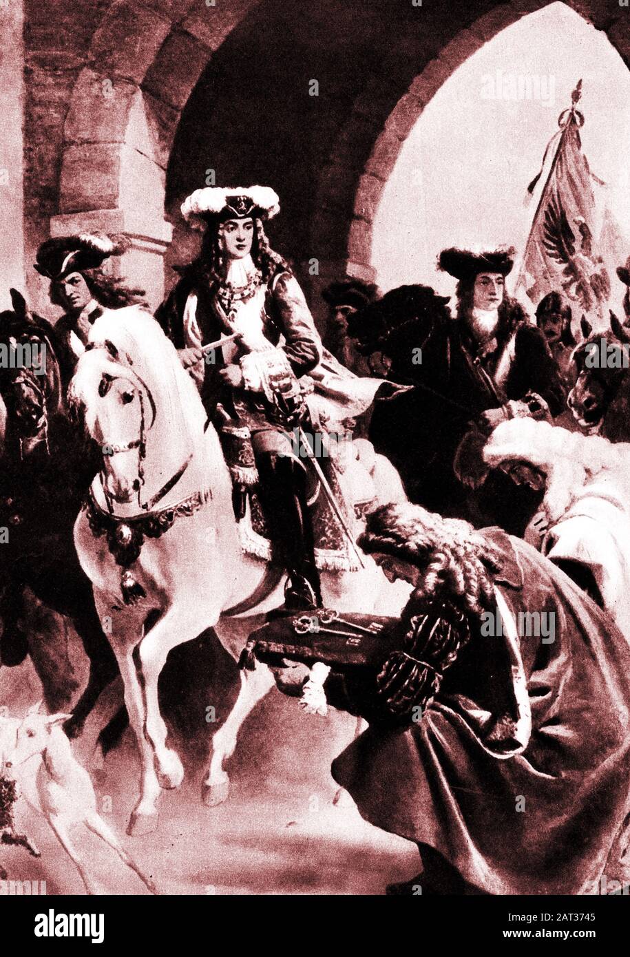 Prince Eugene with his Austrian forces entering Belgrade in 1717 after ...