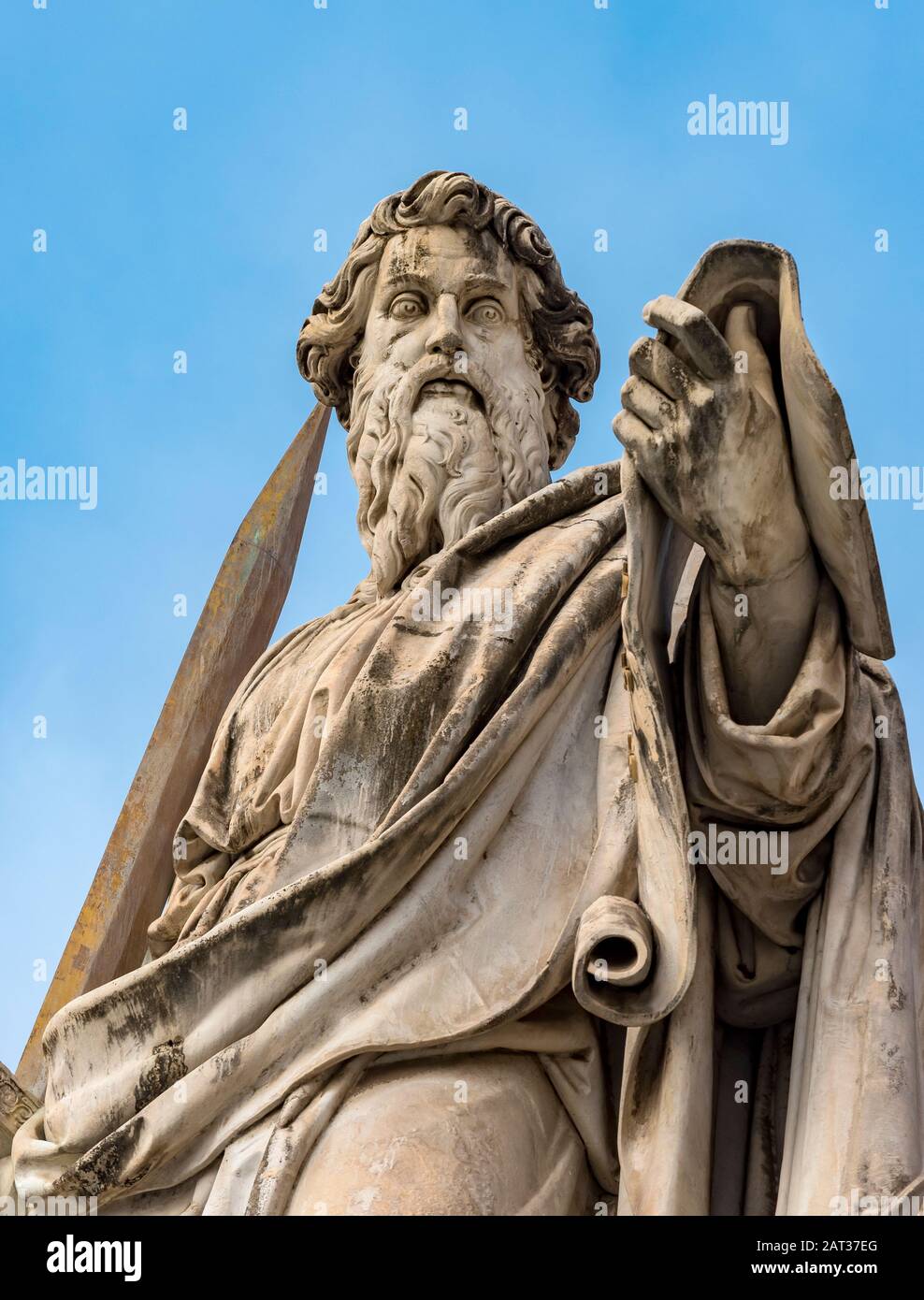 Statue of St. Paul with a sword at St. Peter's Square, Vatican, Rome ...
