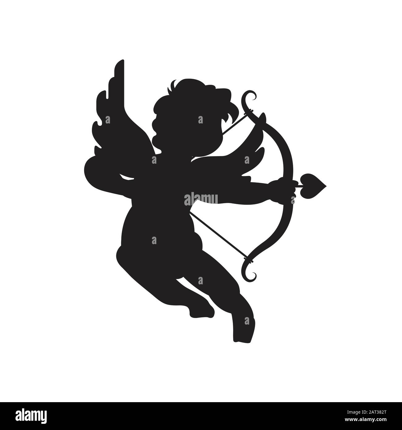 Cute cupid silhouette. Valentines day. Vector illustration Stock Vector ...
