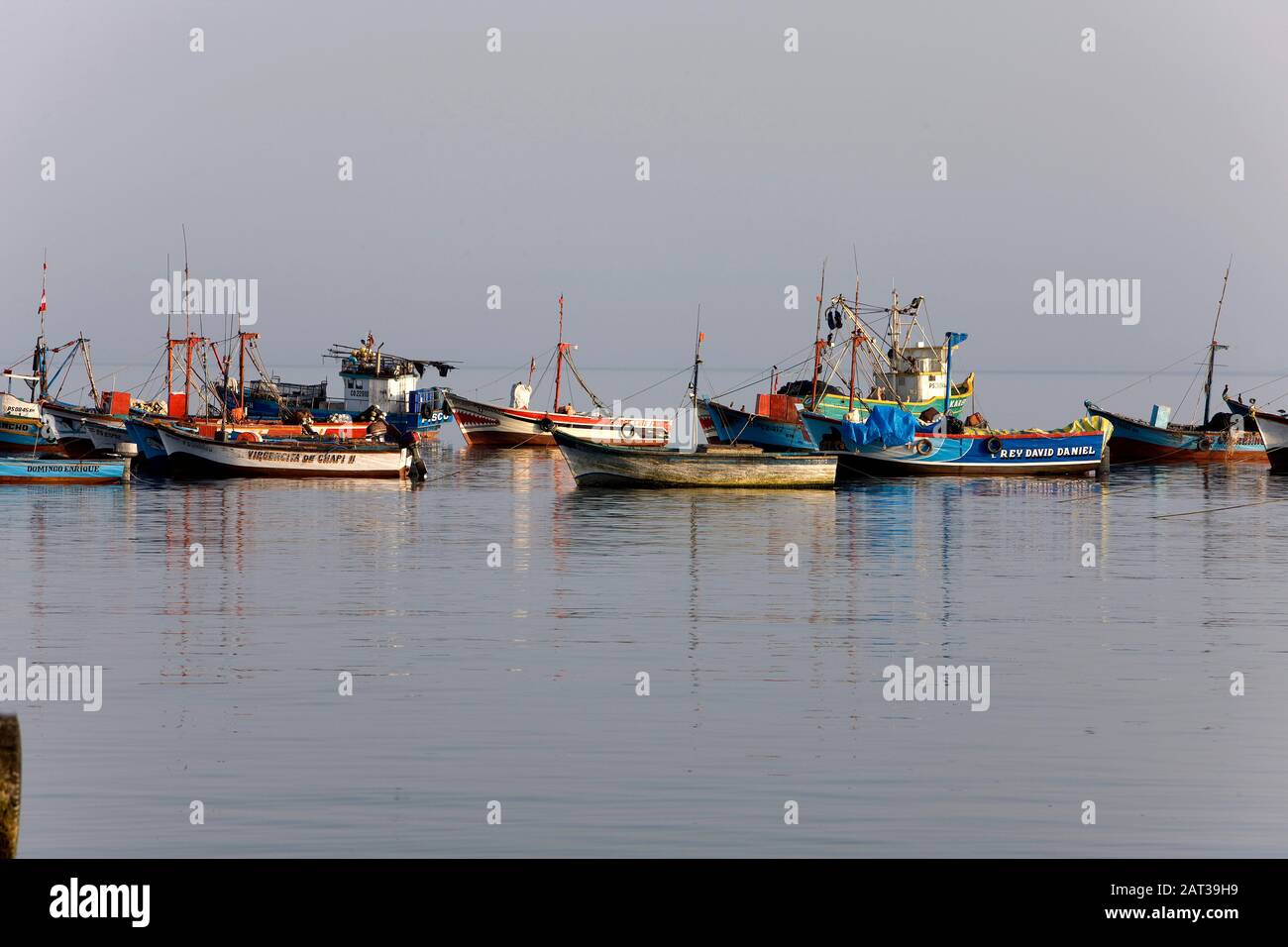 Fishing Boats in Harbour of Paracas, Peru Stock Photo - Alamy